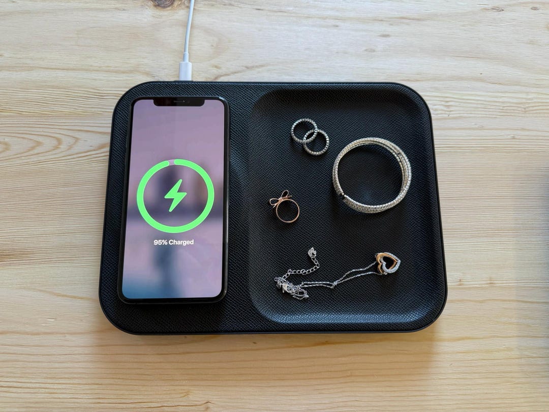 Wireless Charging Valet Tray - Leather Charging Pad - Leather Valet ...