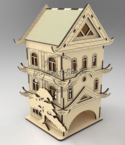 Laser Cut Wooden House Template CDR DXFSVG Pdf Ai Vector - Etsy