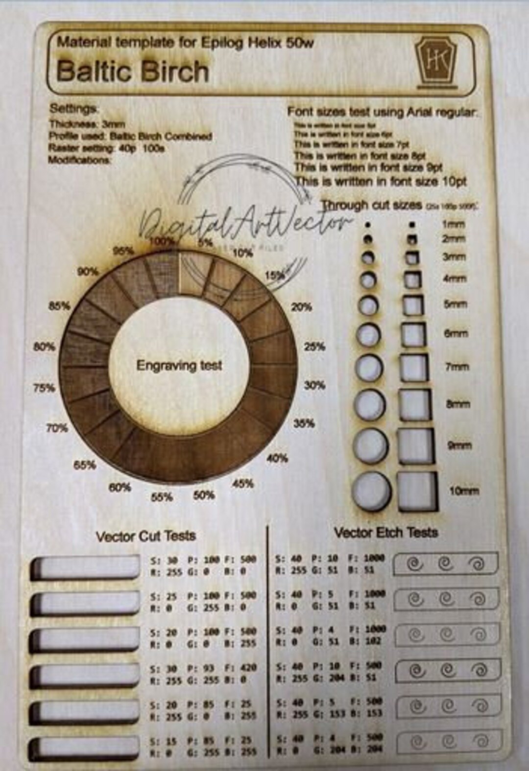 Laser Cut Etch Material Test Template CDR DXF SVG Pdf Ai File - Etsy
