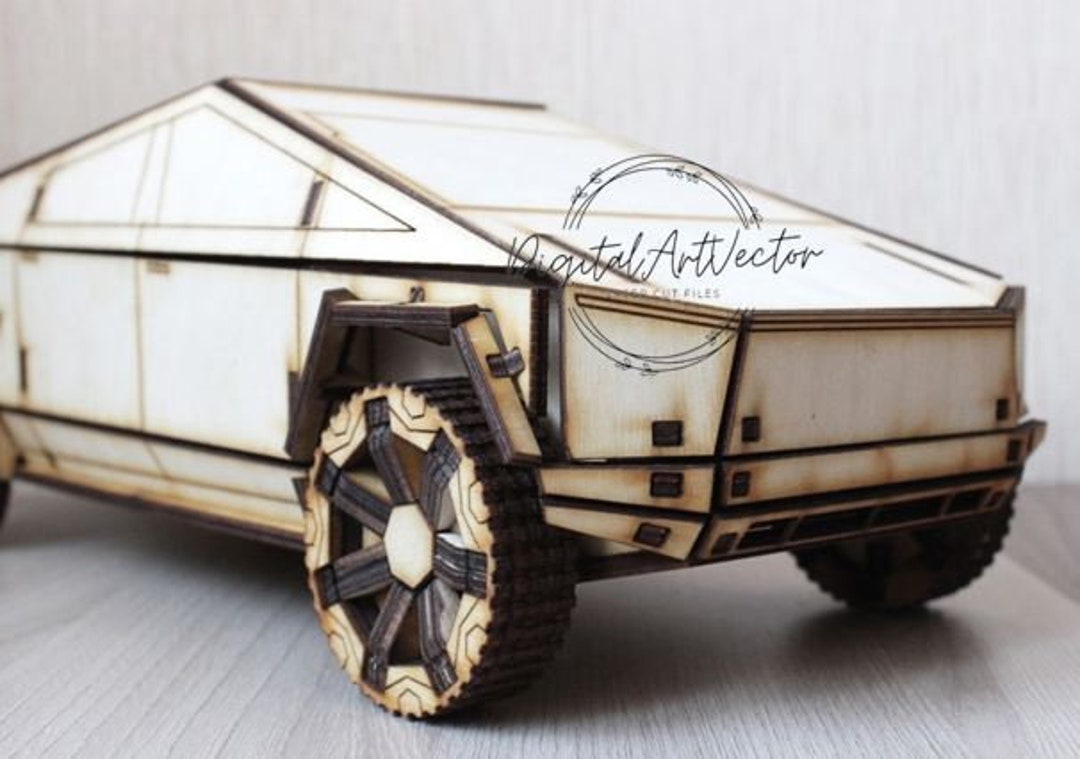 Laser Cut Telsa Cybertruck CDR DXF SVG Pdf Ai Vector File With Assemby ...