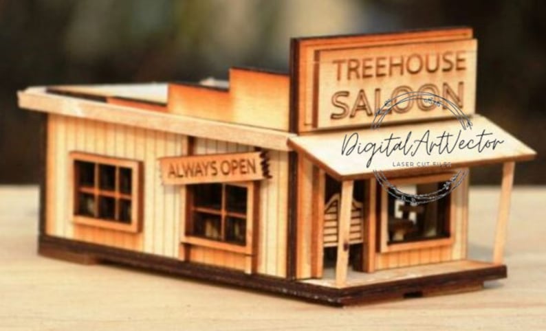 Laser Cut Mini Saloon CDR DXF SVG Pdf Ai File Download Home Model Plan ...