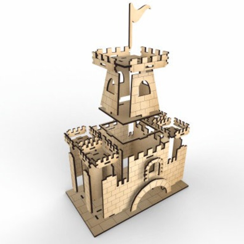 Laser Cut Castle Tempate CDR DXF SVG Pdf Ai Vector File - Etsy