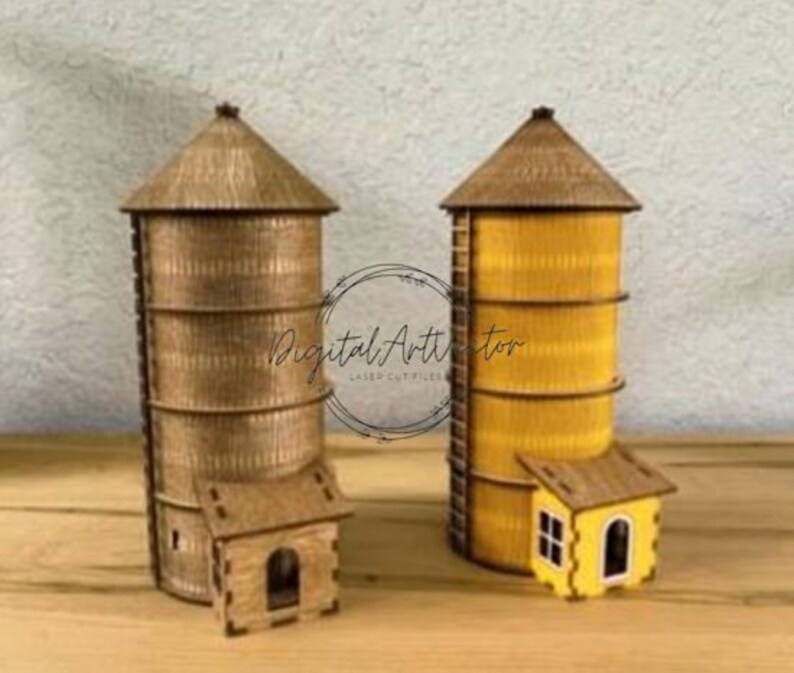 Laser Cut Miniature Silo Farm Model CDR DXF SVG Pdf Vector Files - Etsy