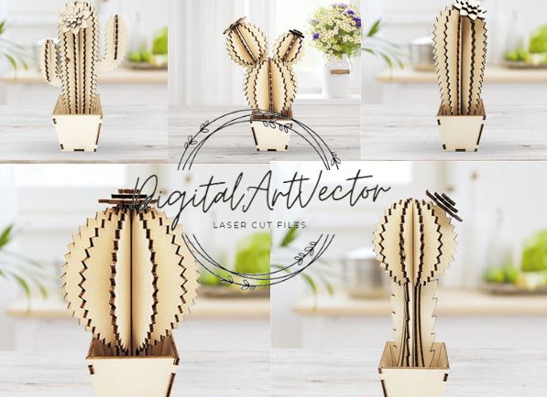 Laser Cut Cactus 5 Different Designs CDR DXF SVG Pdf Ai Vector File - Etsy