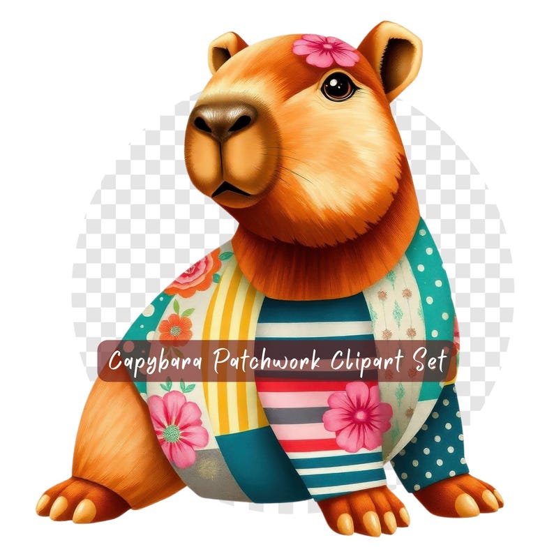 Capybara Patchwork Clipart Set 12 Transparent PNG Files digital ...