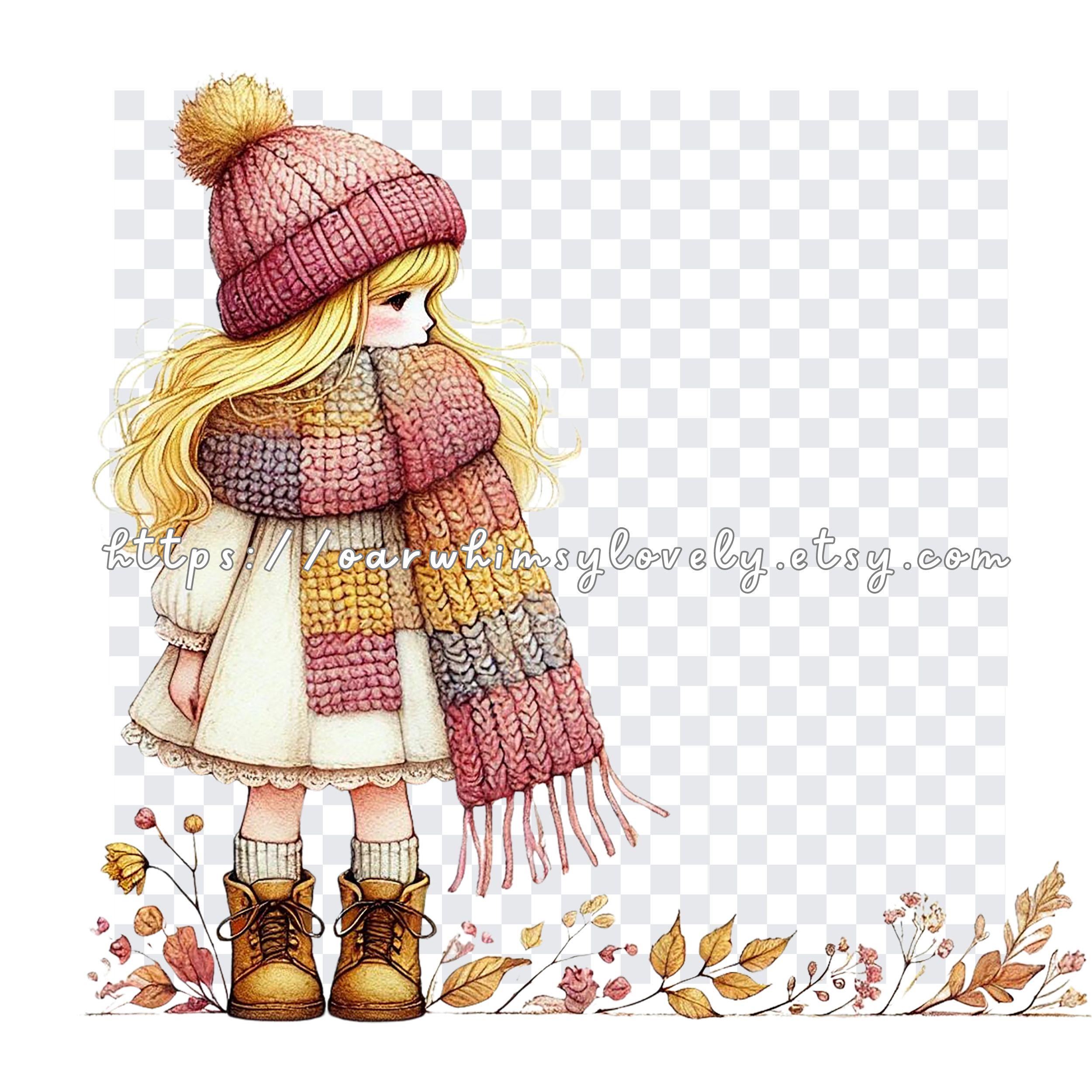 Fall Girl Clipart Set 16 PNG Transparent Background Images Perfect for ...