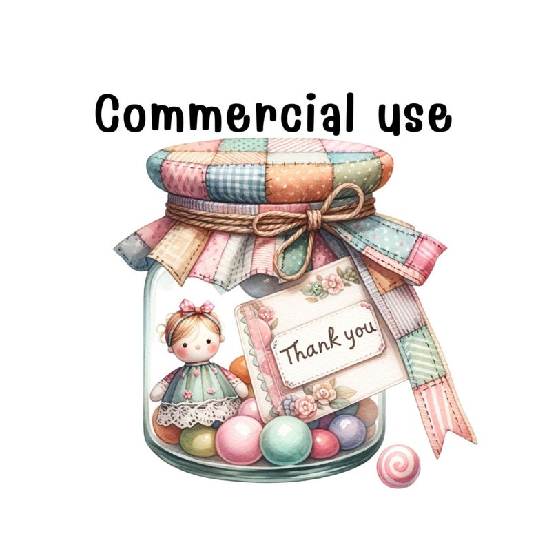 Sweet Thanks in a Jar Illustrated Thank You Jar With Patchwork Ribbon ...