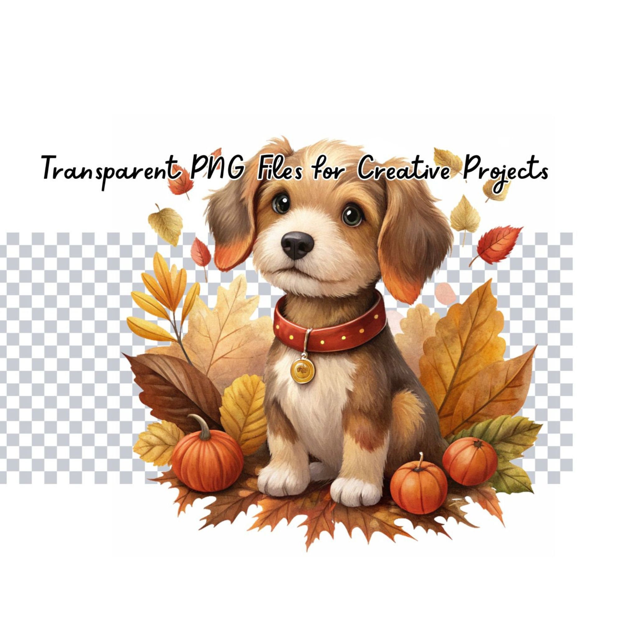 Autumn Puppy Digital Download PNG Transparent Background 8 Images Set ...