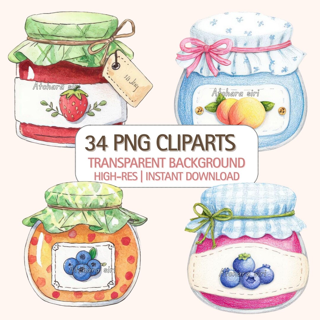 Jam Jar Clipart Set: 34 Colored Pencil Style Pngs (digital Download) - Etsy