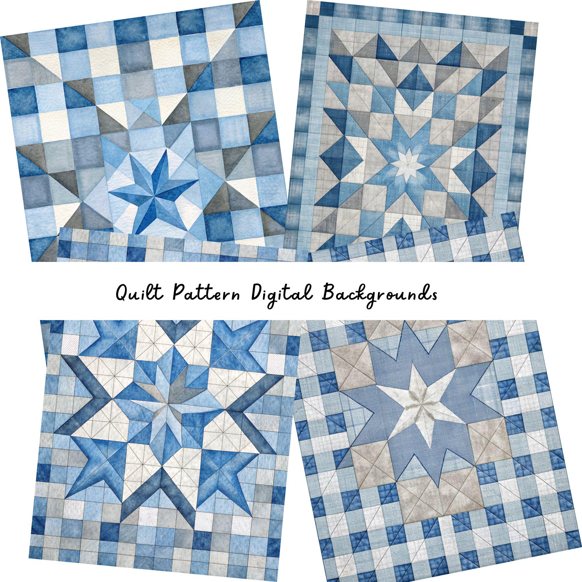 Quilt Pattern Digital Backgrounds, 20 JPEG Files, Star and Geometric ...