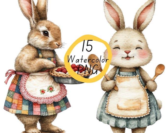 Bunny Baking, Chef & Kitchen Clipart - Delightful and Whimsical Designs ...