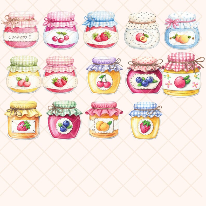 Cute Jam Jar Clipart Set – 34 Colored Pencil Style Pngs for Cozy DIY ...