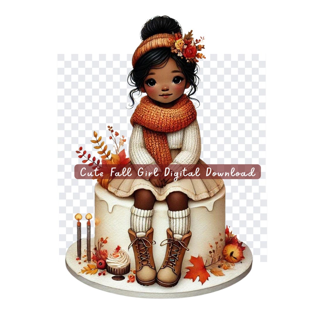 Cute Fall Girl Digital Download, 11 PNG Transparent Background Files ...