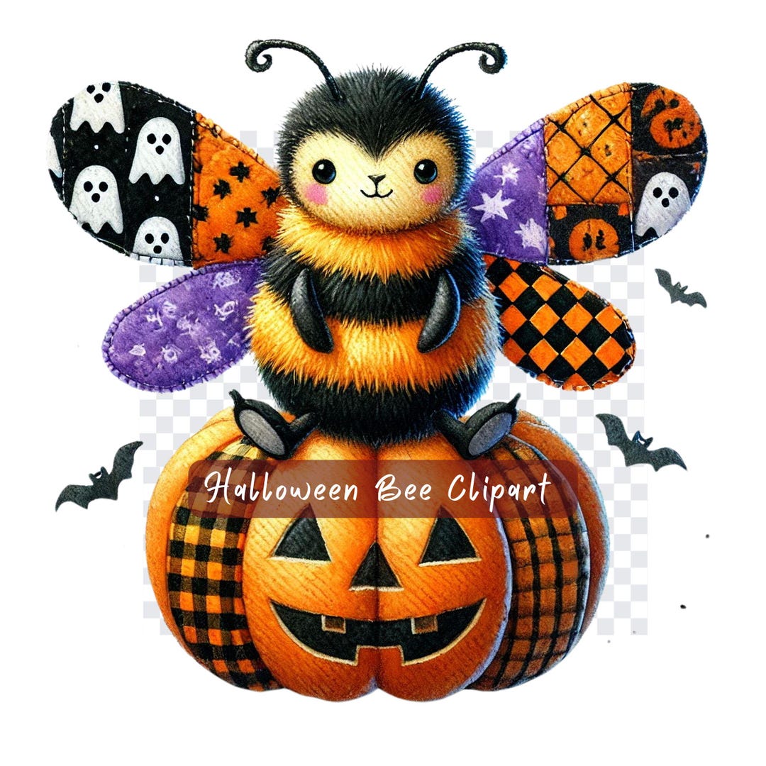 Halloween Bee Clipart 14 PNG Files With Transparent Backgrounds Digital ...