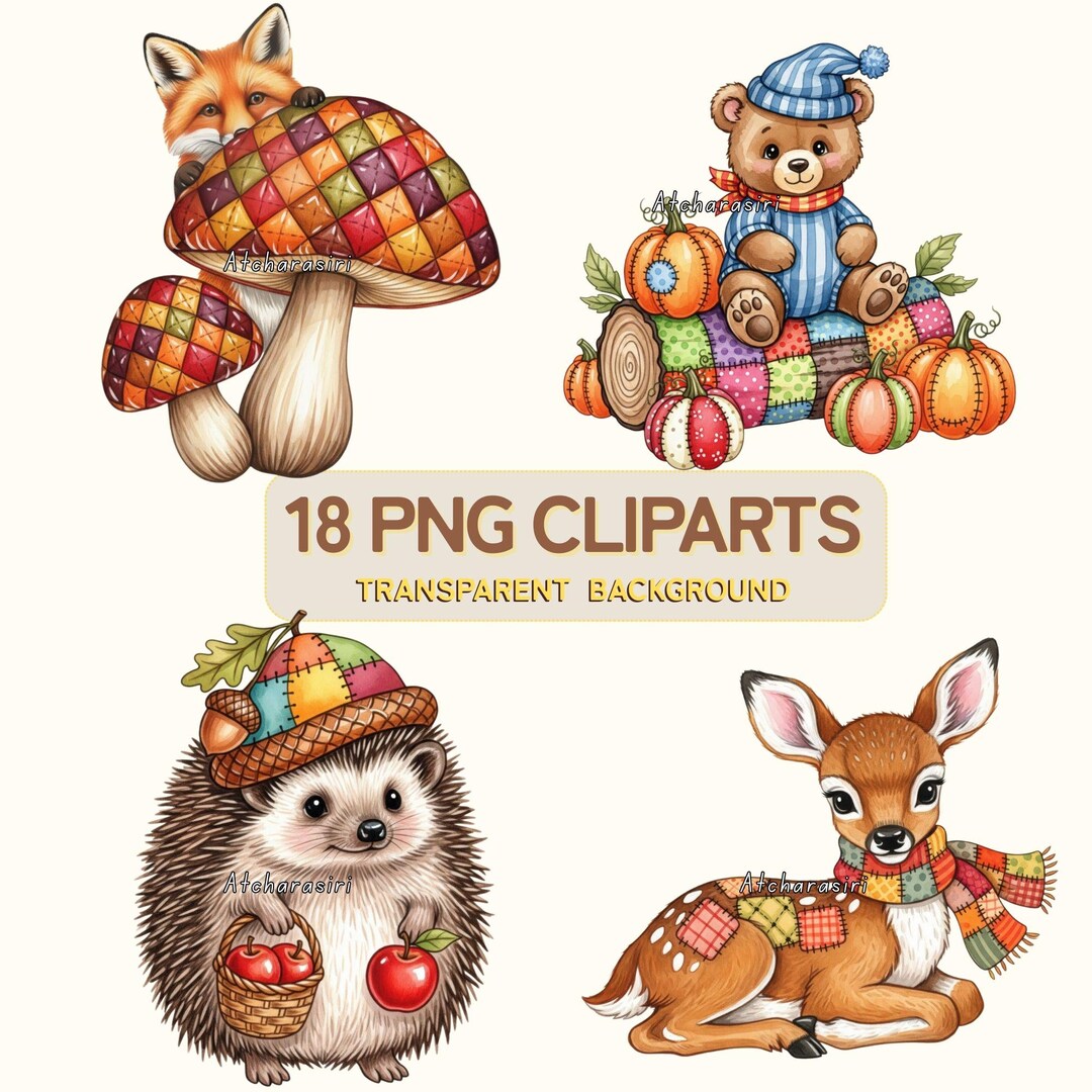 Woodland Fall Animals PNG Clipart: Autumn Graphics (18 Files, Digital ...