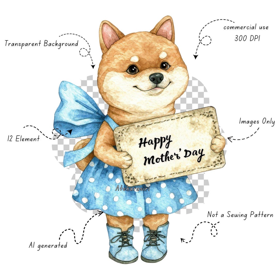 Cute Watercolor Baby Animals Clipart, Mother’s Day Digital Download, 12 ...