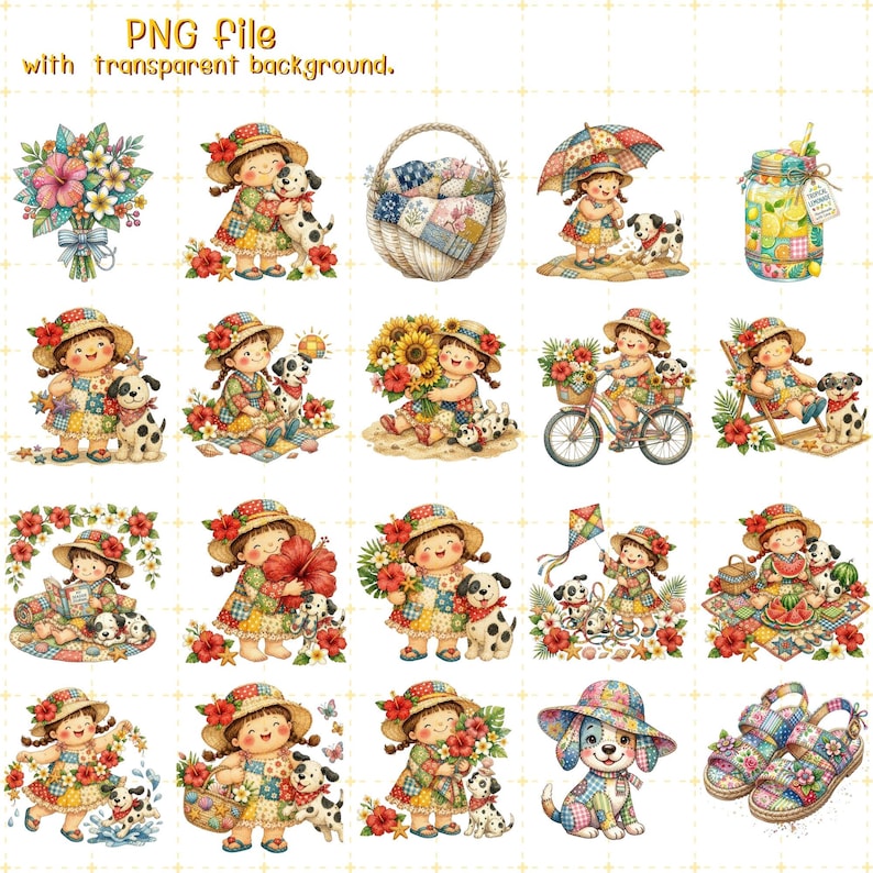 Summer Beach Flowers Clipart Bundle | 23 PNG Transparent Background + 6 ...