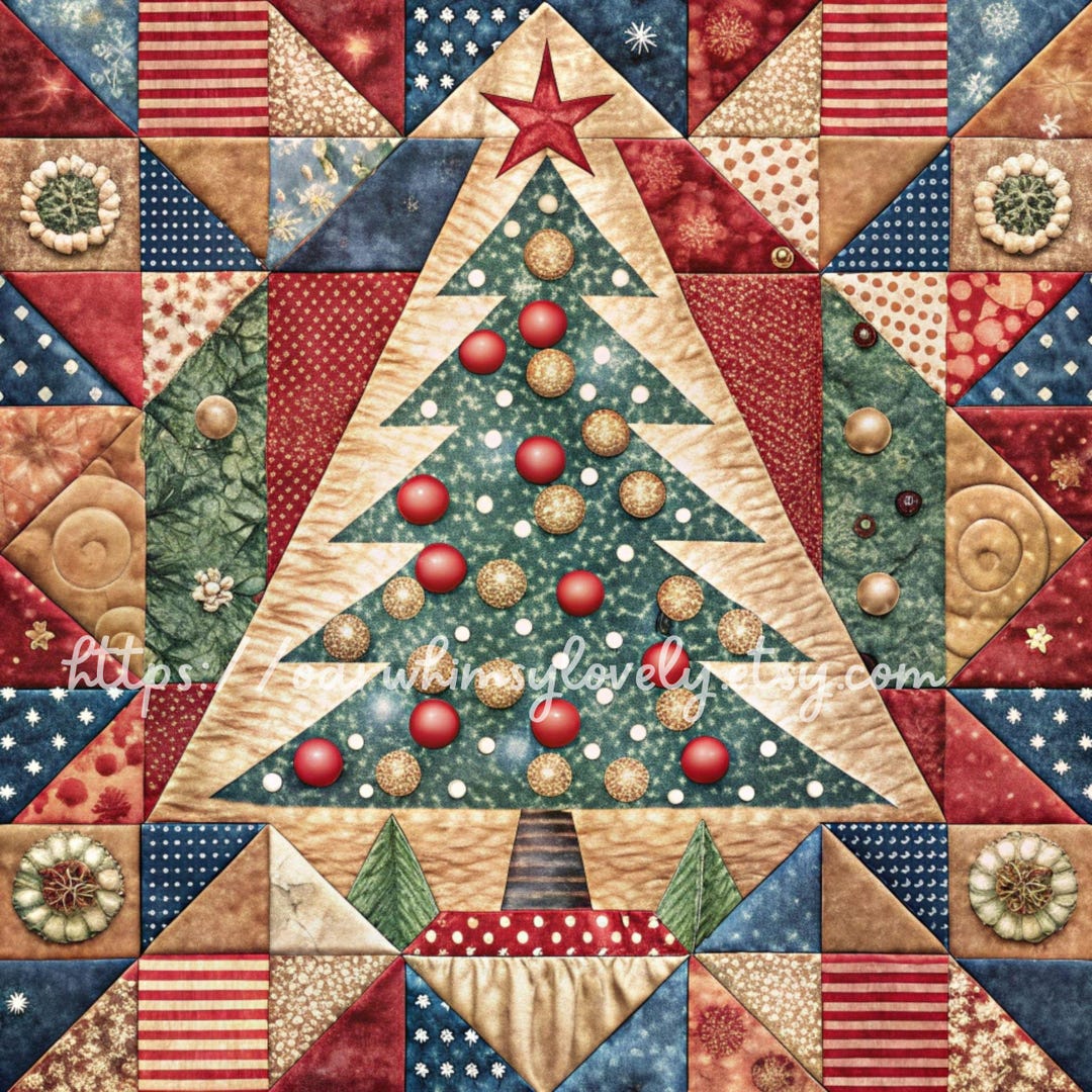 Christmas Tree Quilt Patchwork Digital Download, Festive Holiday ...