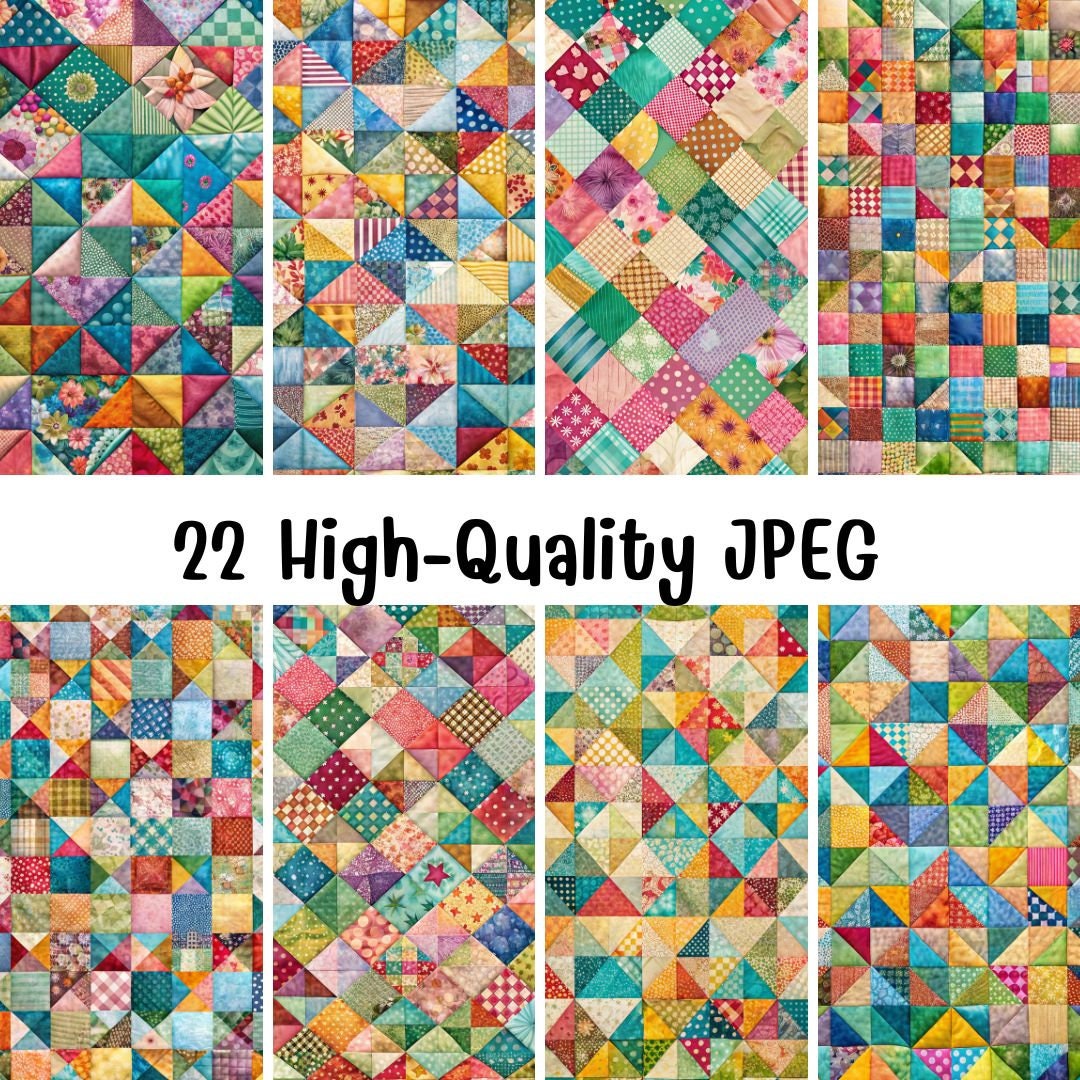 Patchwork Quilt Pattern Background Digital Download , High Quality JPEG ...