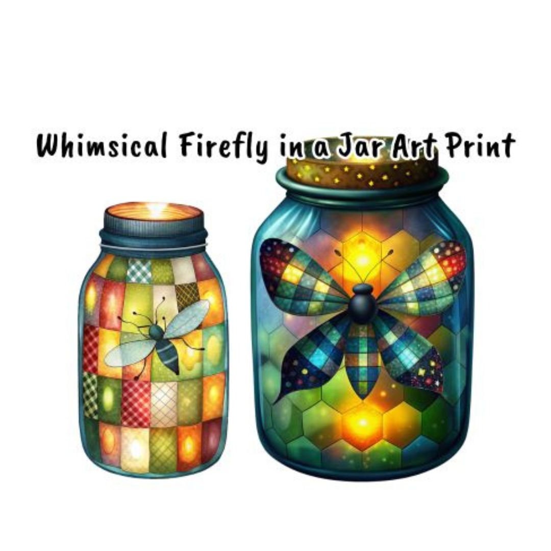 Whimsical Firefly in a Jar Art Print Colorful Fantasy Insect ...