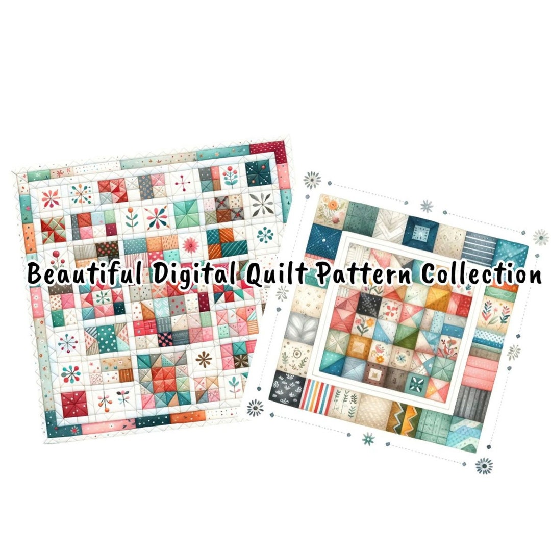 Beautiful Digital Quilt Pattern Collection 12 Unique JPEG Files High ...