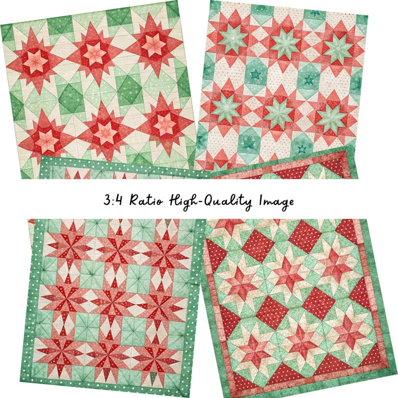 Quilt Pattern Digital Backgrounds, 20 JPEG Files, Star and Geometric ...