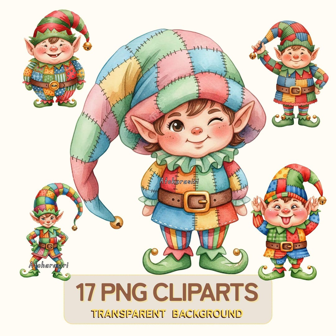 Cute Jolly Elves Clipart Set – 17 Transparent Pngs, - Etsy