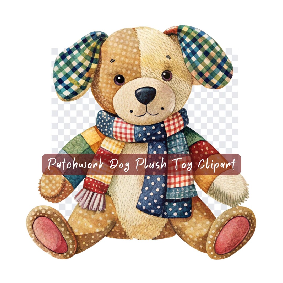 Patchwork Dog Plush Toy Clipart 10 PNG Files With Transparent ...