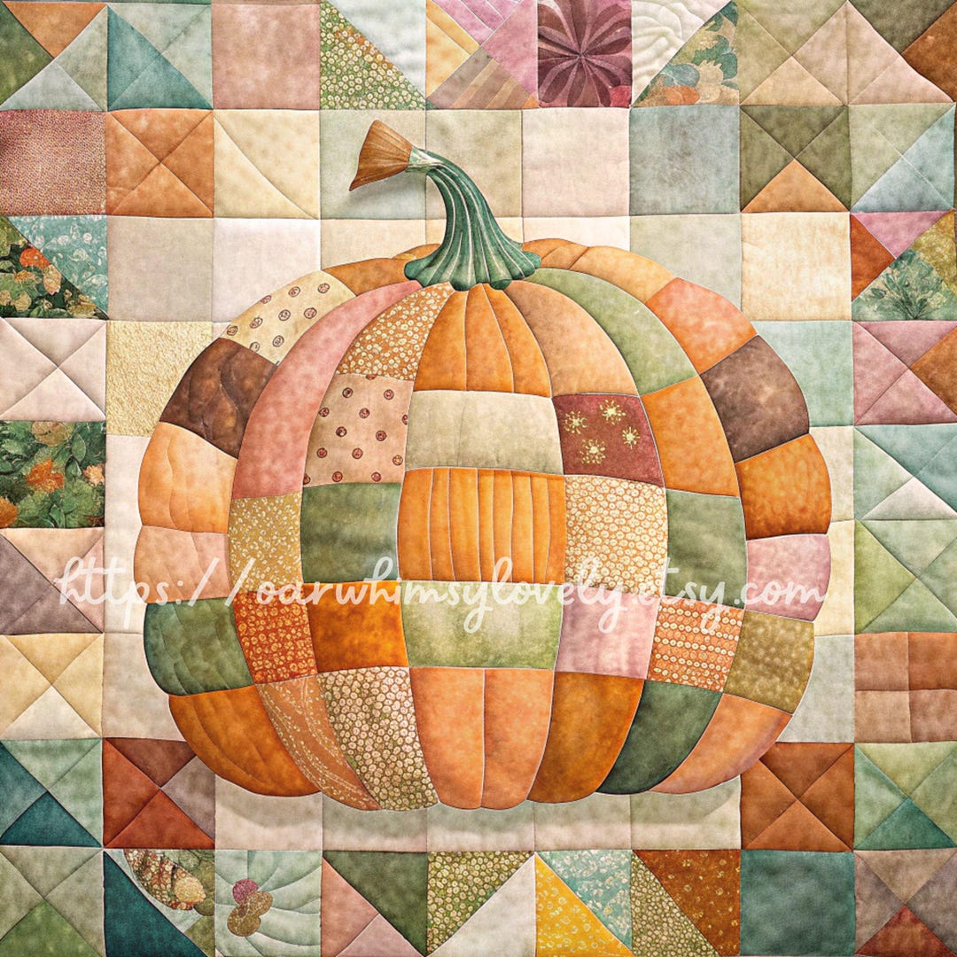 Vibrant Patchwork Pumpkin Digital Quilt Design Bundle 10 High-quality ...