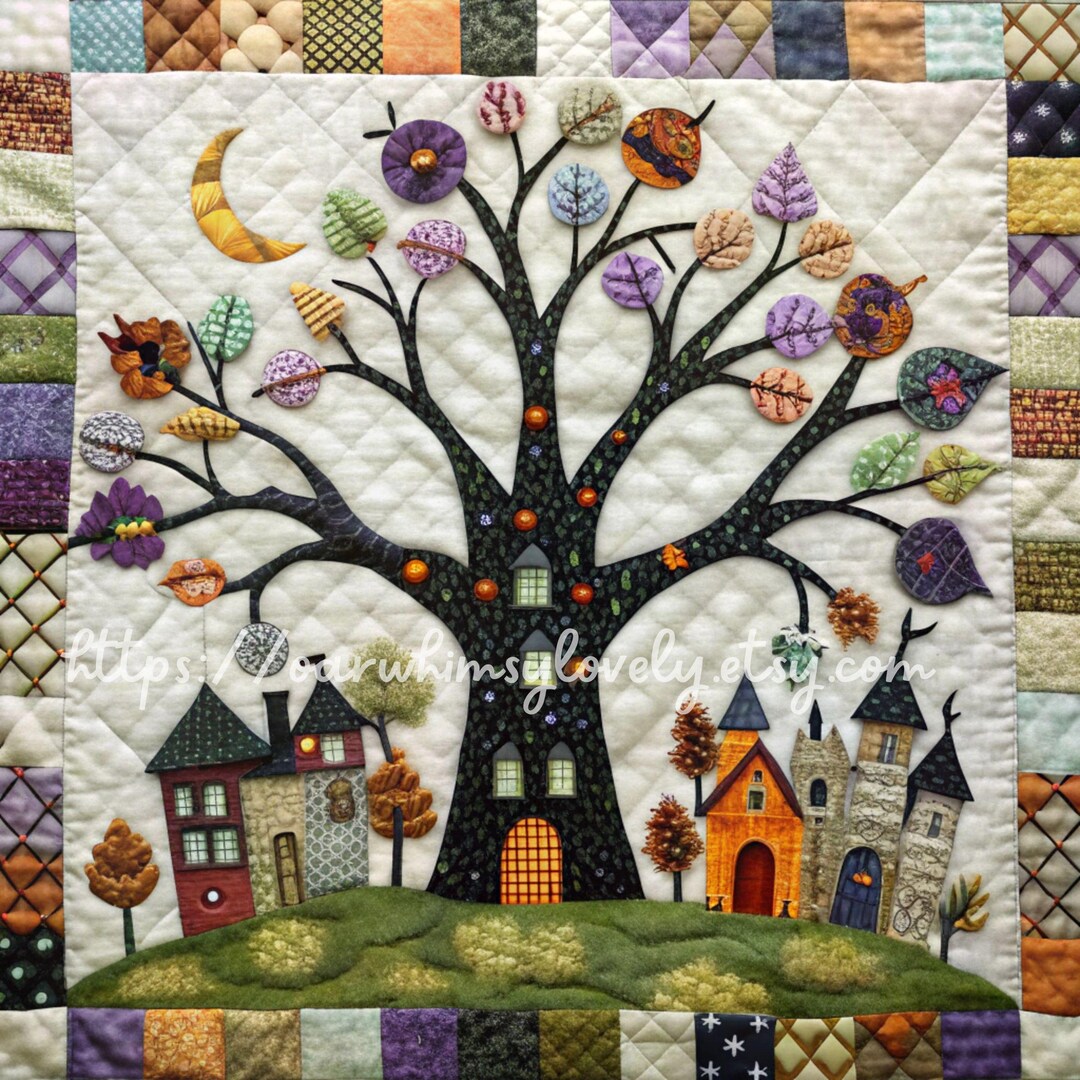 Halloween Haunted House Applique Patchwork Digital Download 12 High ...