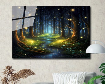 Electric Fireflies Forest Tempered Glass, Fantasy Forest Tempered Glass ...
