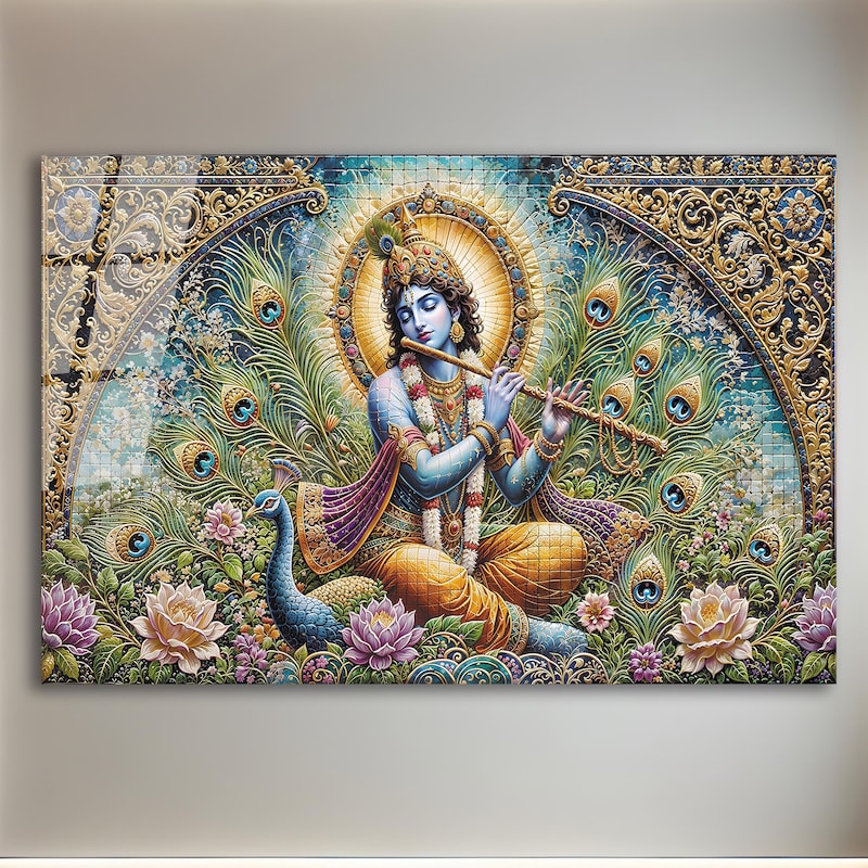 Krishna Embroidery Wall Art - Etsy