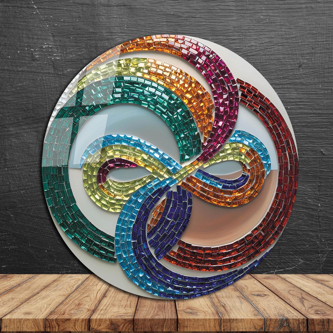 Infinity Symbol Glass Wall Art-round Ancient Mosaic-modern Art-round ...