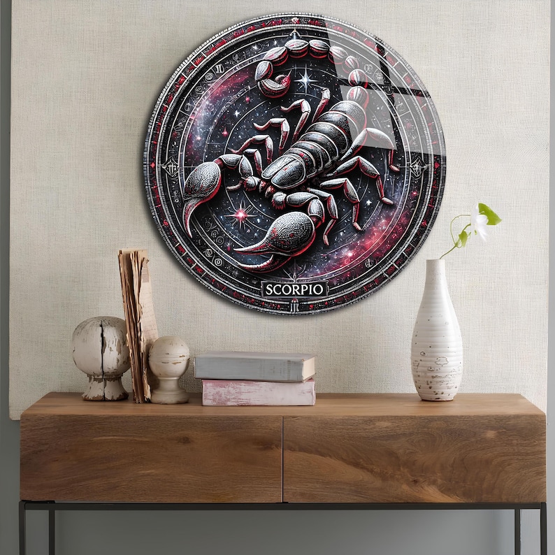 Scorpio Zodiac Sign, Horoscope Wall Art, Astrology Wall Art, Tempered ...