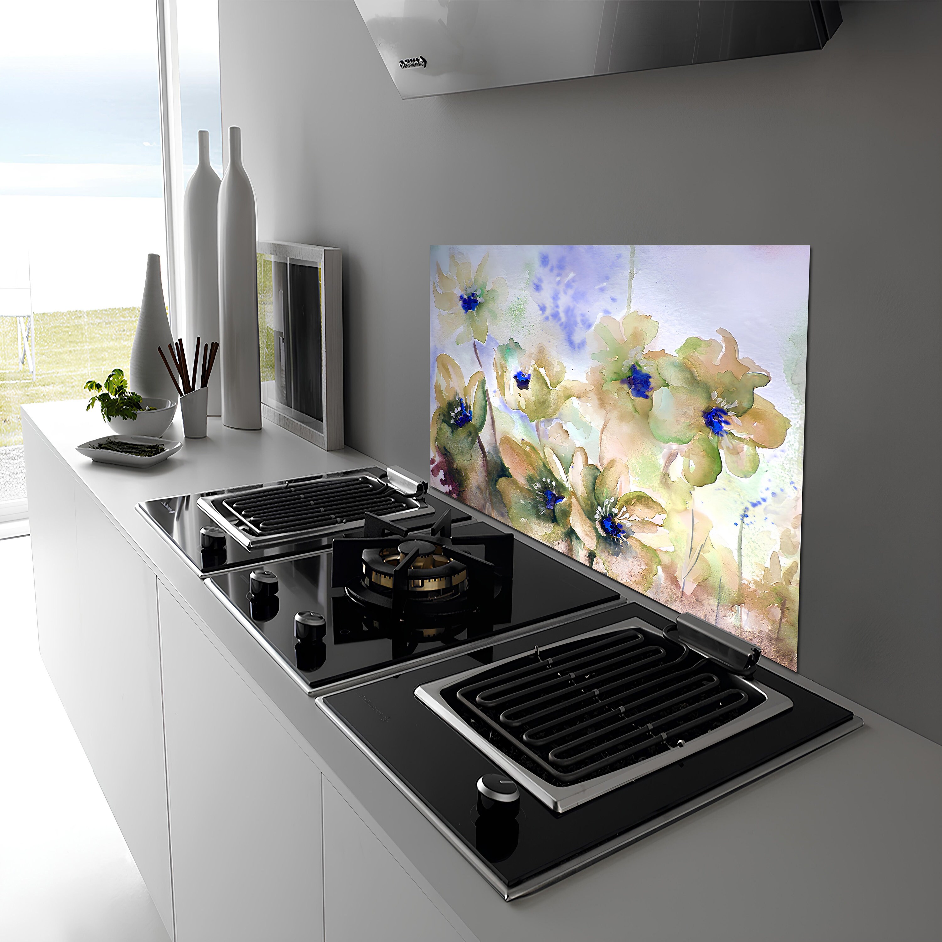 Tempered Glass Stove Backsplash Panel, Stove Back Cover, Kitchen Decor ...