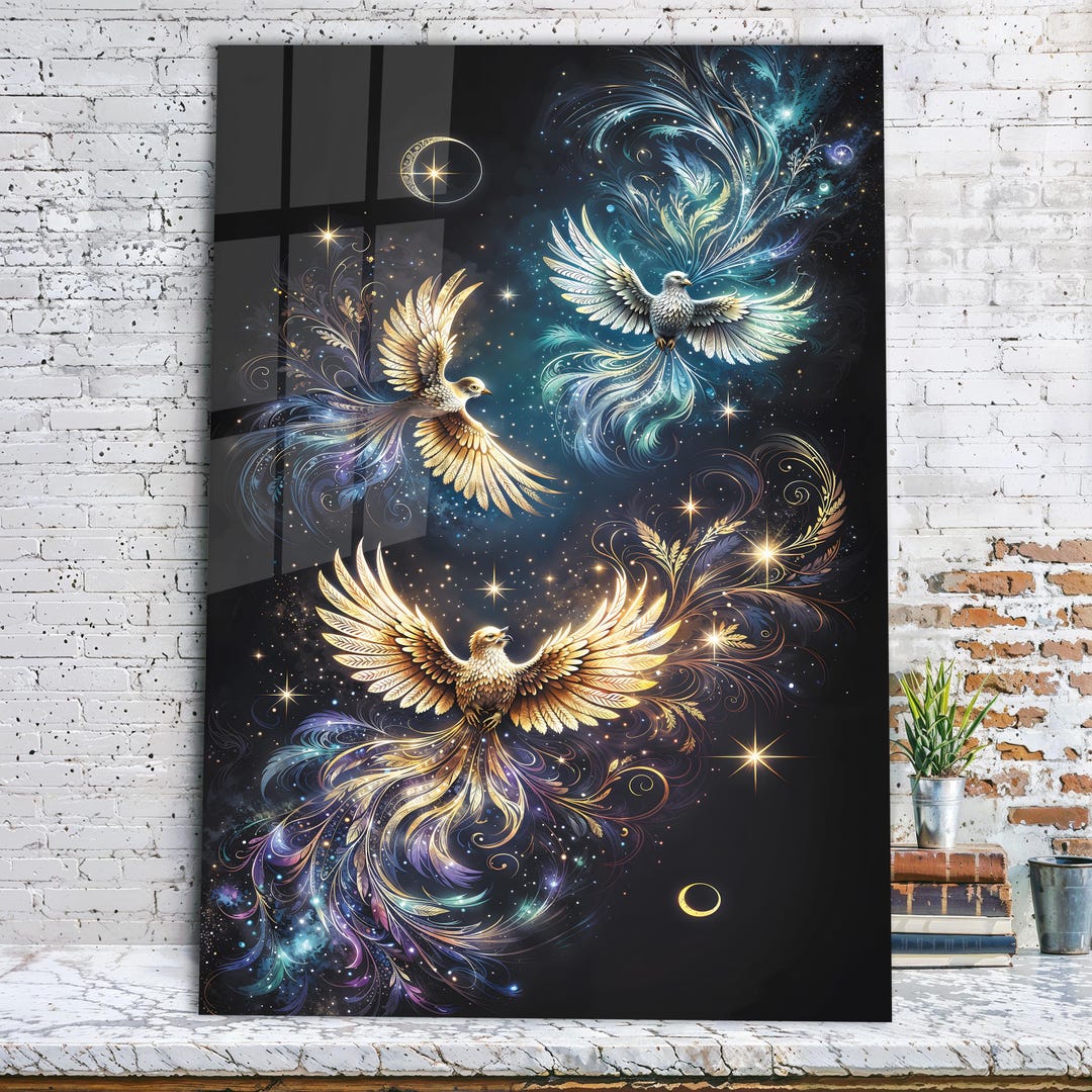 Phoenix Wall Art-tempered Glass Wall Art-mega Wall Art-stained Glass ...