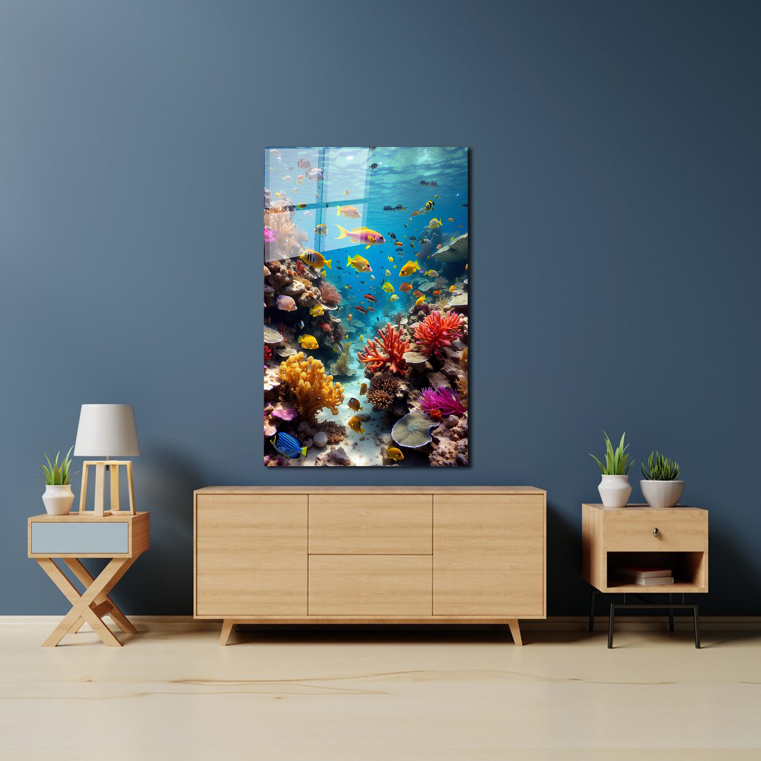 Sea Creatures Wall Art , Fishes Wall Art , Ocean Wall Decor , Tempered ...