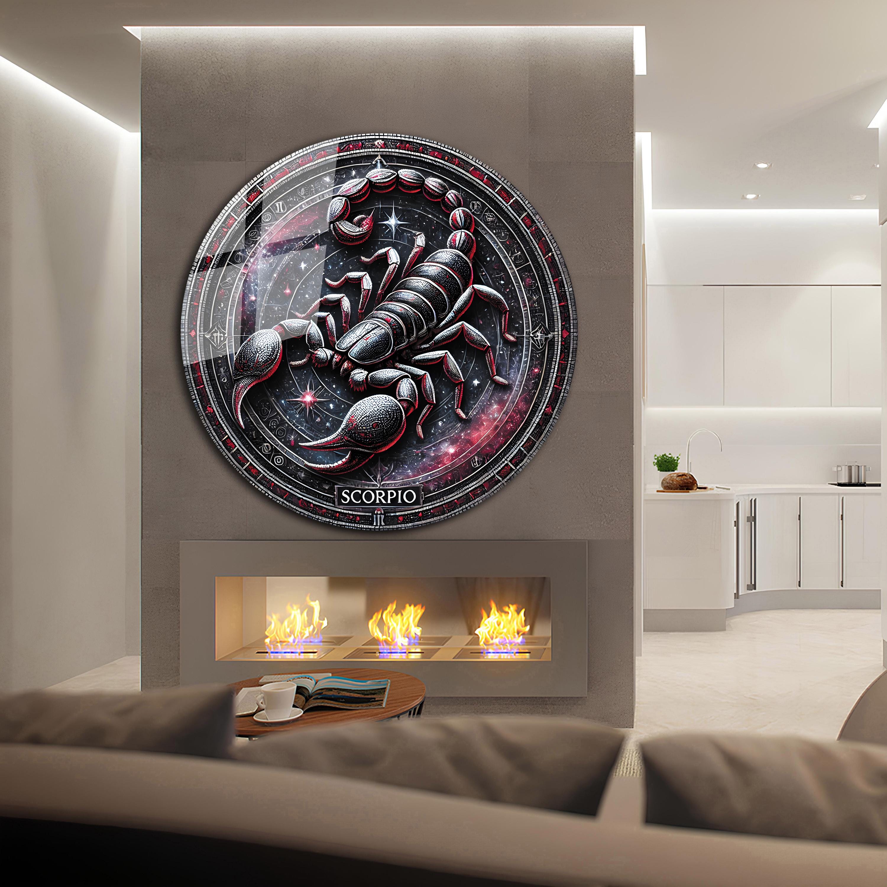 Scorpio Zodiac Sign, Horoscope Wall Art, Astrology Wall Art, Tempered ...