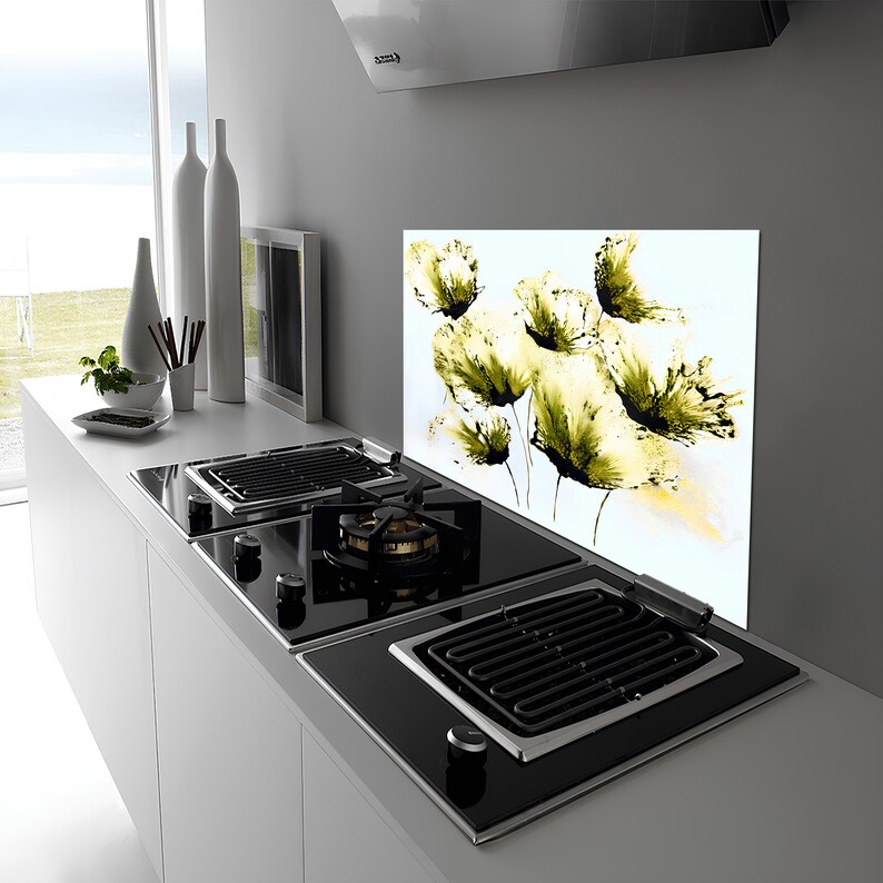 Tempered Glass Stove Backsplash Panel, Stove Back Cover, Kitchen Decor ...