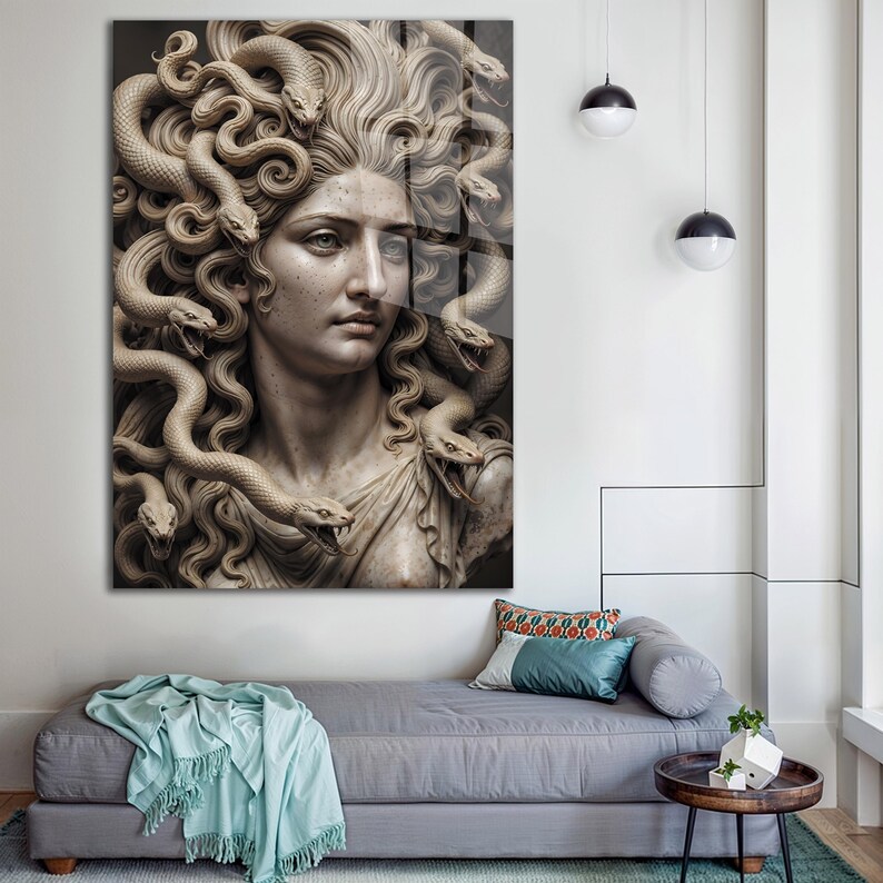 Medusa Wall Art, Mystic Glass Art, Tempered Glass Wall Art, Medusa Wall ...