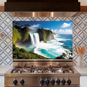 Tempered Glass Backsplash Tiles-nature Backsplash for Kitchen ...
