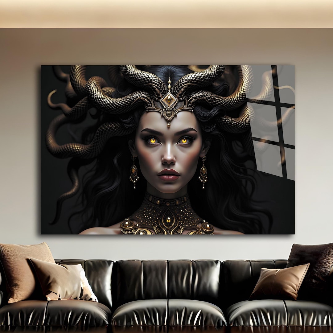 Medusa Wall Decor, Medusa Wall Art, Glass Print, Medusa Glass Wall Art ...