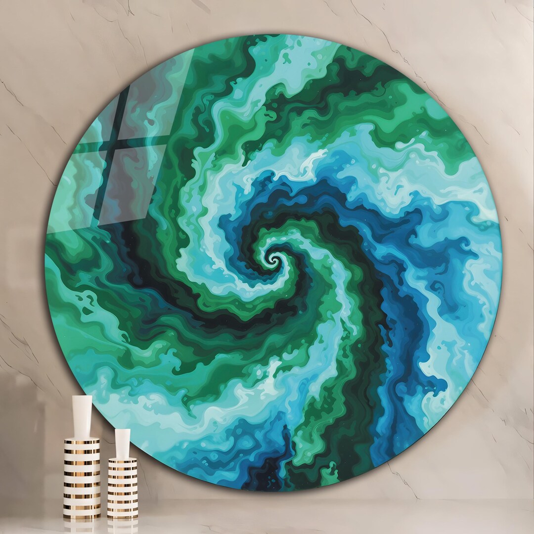 Abstract Vortex Tempered Glass Round Wall Decor Art, Abstract Glass ...
