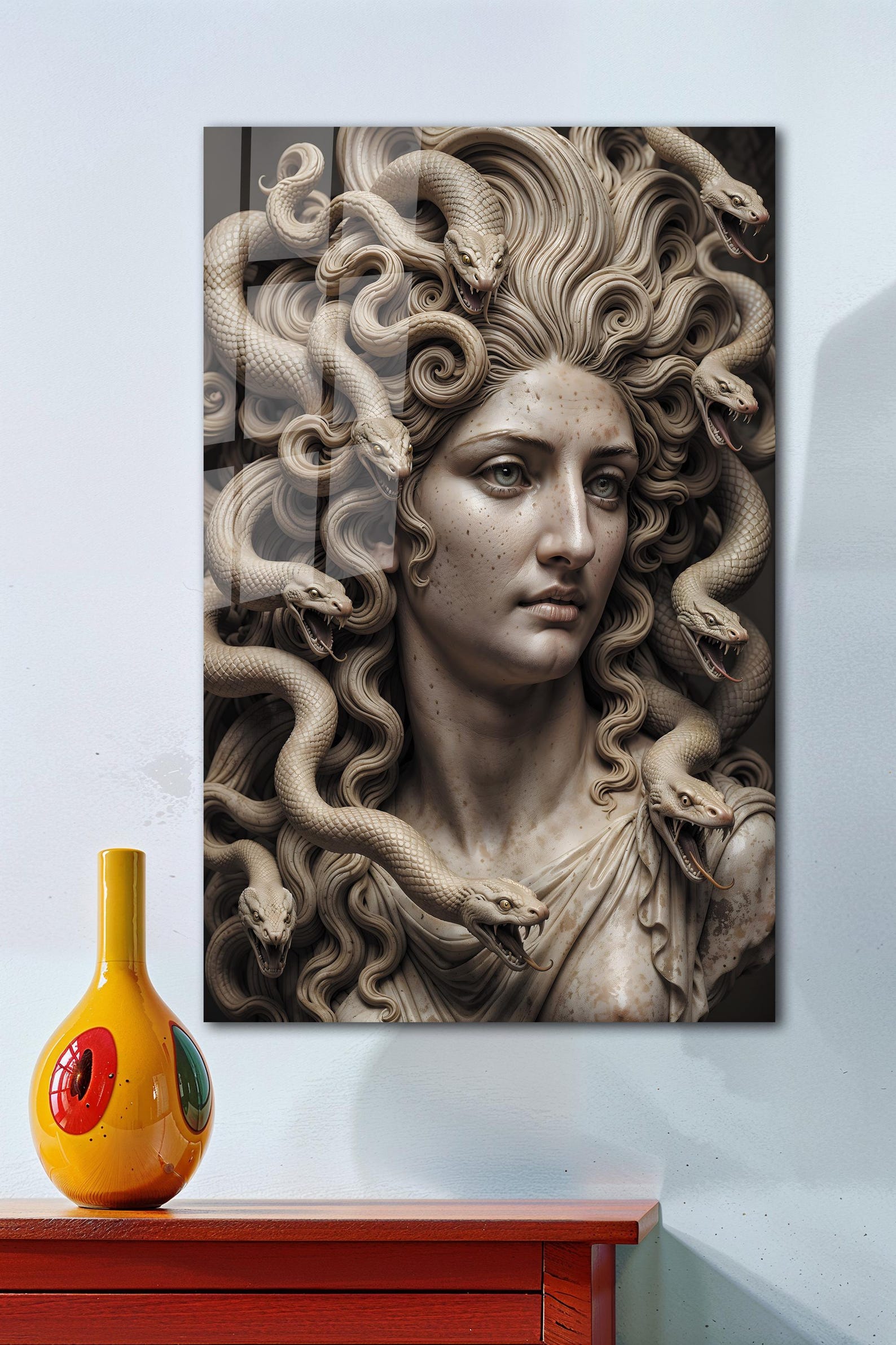 Medusa Wall Art, Mystic Glass Art, Tempered Glass Wall Art, Medusa Wall ...