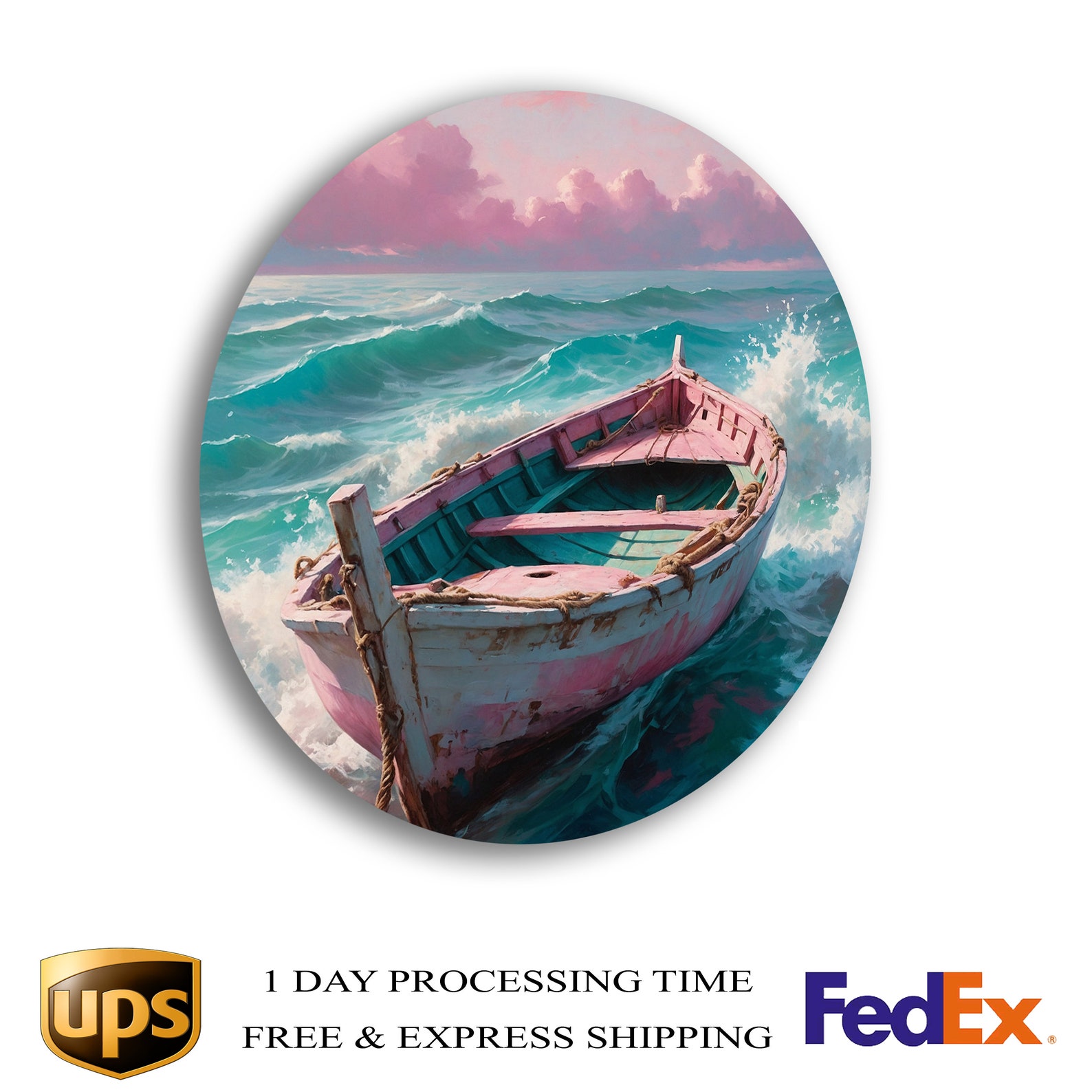Ocean Boat Glass Wall Art, Maldives Tempered Glass Wall Decor, Living ...