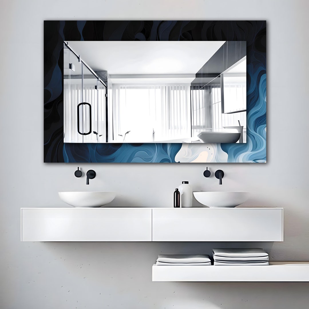 Blue Mirror Wall Decor,mirror for Bathroom,entryway Hallway Mirror ...