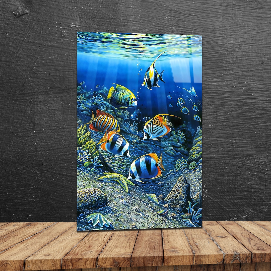 Sea Creatures Wall Art , Fishes Wall Art , Ocean Wall Decor , Tempered ...