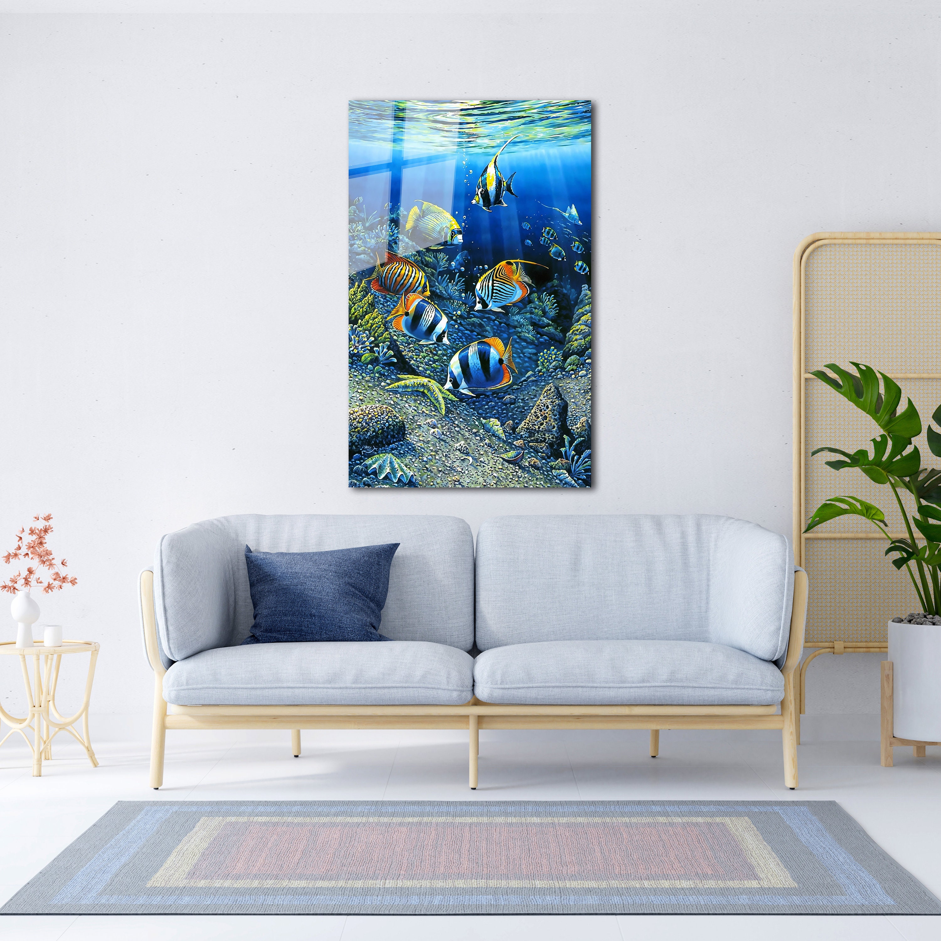 Sea Creatures Wall Art , Fishes Wall Art , Ocean Wall Decor , Tempered ...