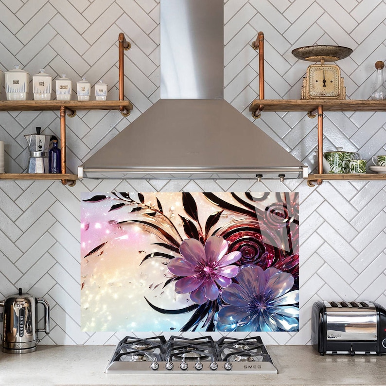 Tempered Glass Stove Backsplash Panel, Stove Back Cover, Kitchen Decor ...