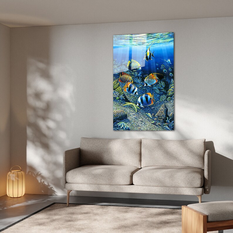 Sea Creatures Wall Art , Fishes Wall Art , Ocean Wall Decor , Tempered ...